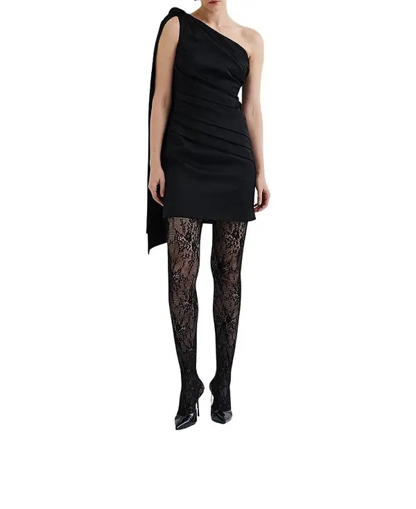 MALINA Nelly Draped One Shoulder Mini Dress - Black