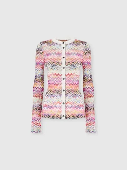 Missoni Slim-fit Crewneck Buttoned Cardigan With Zigzag Pattern