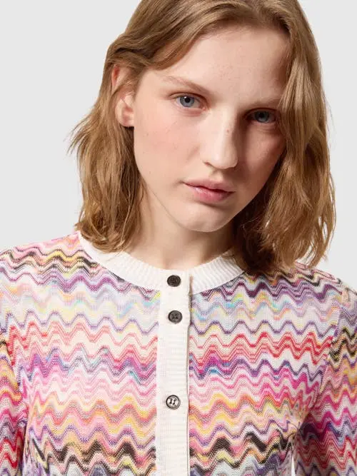 Missoni Slim-fit Crewneck Buttoned Cardigan With Zigzag Pattern