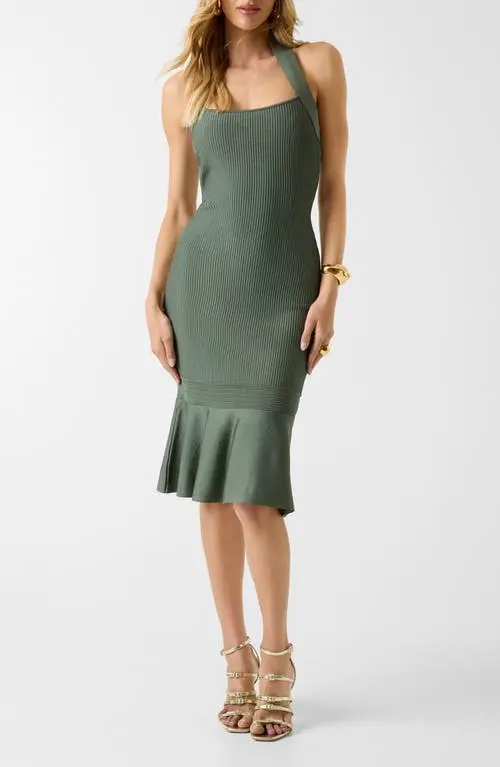 MARCIANO Jenny Rib Halter Midi Dress - Dark