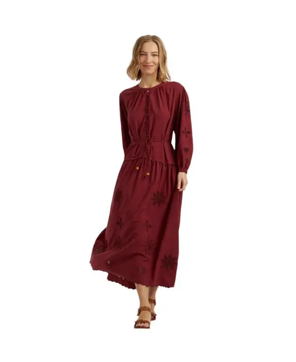 Chinti & Parker Linen-blend Broderie Dress - Sienna