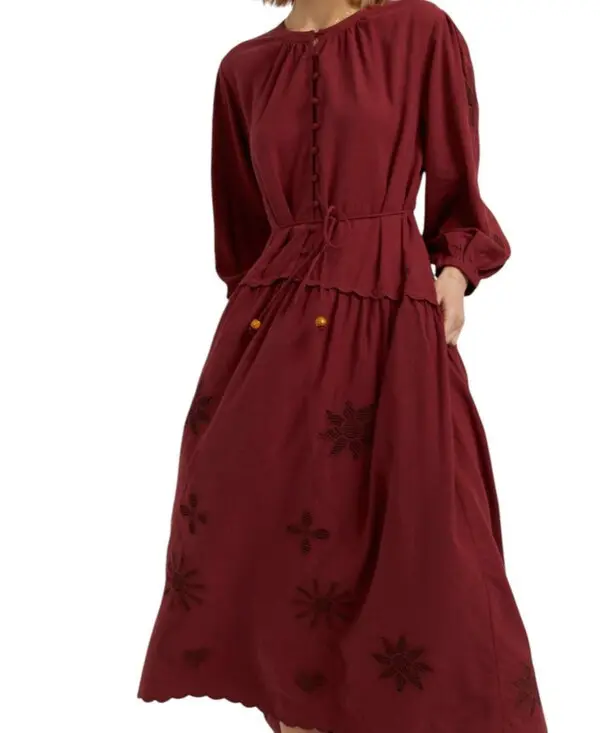 Chinti & Parker Linen-blend Broderie Dress - Sienna