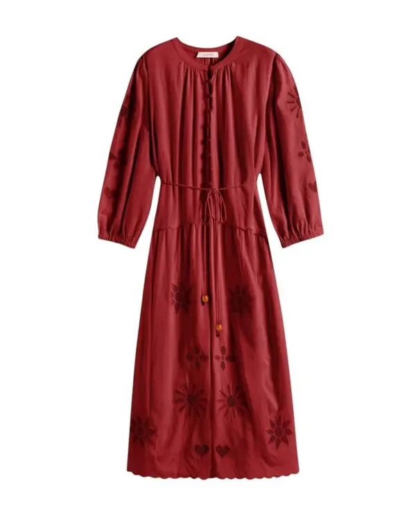 Chinti & Parker Linen-blend Broderie Dress - Sienna
