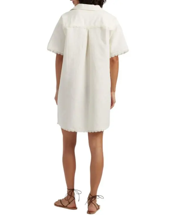 Chinti & Parker Linen-blend Scallop Tunic Dress - Cream