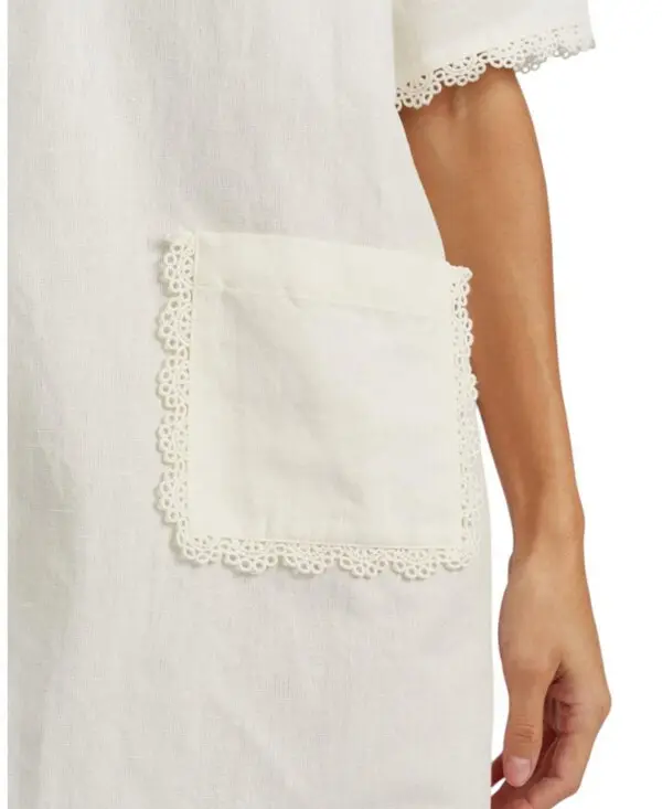 Chinti & Parker Linen-blend Scallop Tunic Dress - Cream