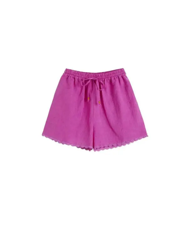 Chinti & Parker Linen-blend Scalloped Shorts - Magenta