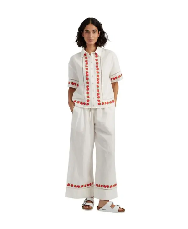 Chinti & Parker Linen-blend Strawberry Shirt