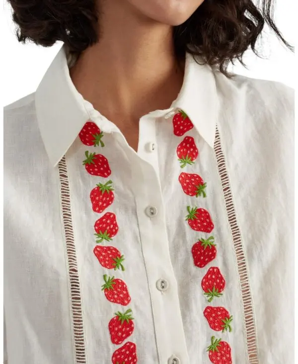Chinti & Parker Linen-blend Strawberry Shirt