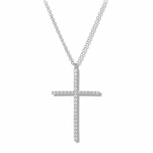 LENI JAMES Estella Pavé Cross Necklace - Silver