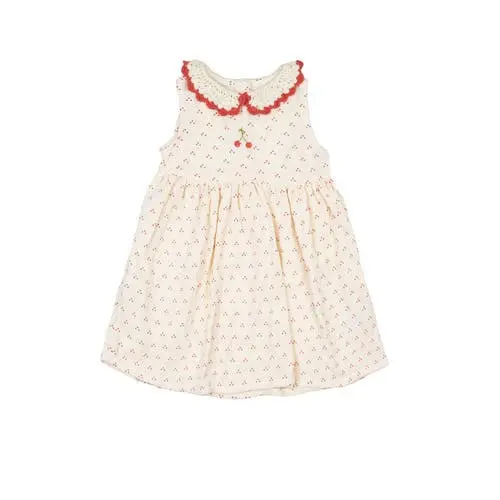 WILD WAWA Crochet Collar Dress - Red Dot/cherry
