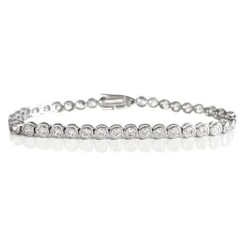 LENI JAMES Poppy 3mm Bezel Tennis Bracelet - Silver