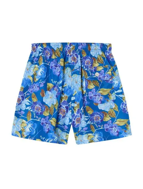 Robert Talbott Connery Floral Print Drawstring Swim Trunks - Blue