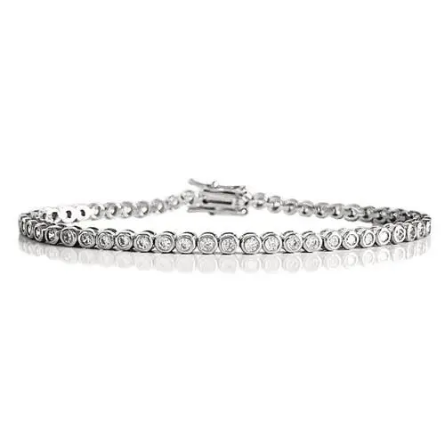 LENI JAMES The Mini Poppy 2mm Bezel Tennis Bracelet - Silver