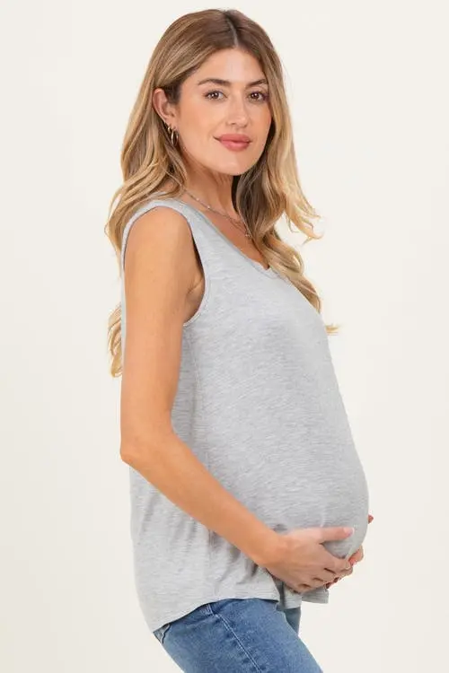 PINKBLUSH Gray Double Layer Nursing Tank Top