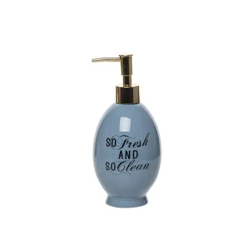 TOTALEE GIFT So Fresh & So Clean Soap Dispenser Ceramic 16 Oz - Blue