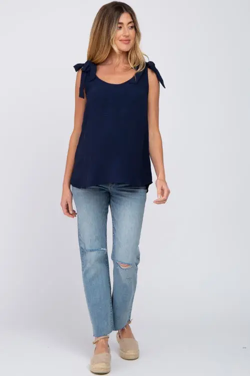 PINKBLUSH Shoulder Bow Maternity Tank Top