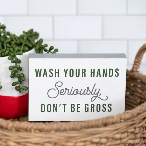 TOTALEE GIFT Mdf Wash Your Hands. Block Decor Metal
