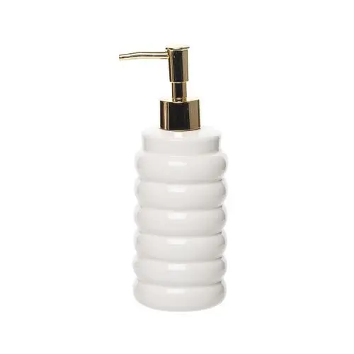 TOTALEE GIFT Ribbed Cer Soap Dispenser Ceramic 13 Oz - White