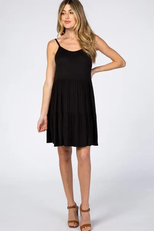 PINKBLUSH Tiered Maternity Tank Dress With Lace-up Back