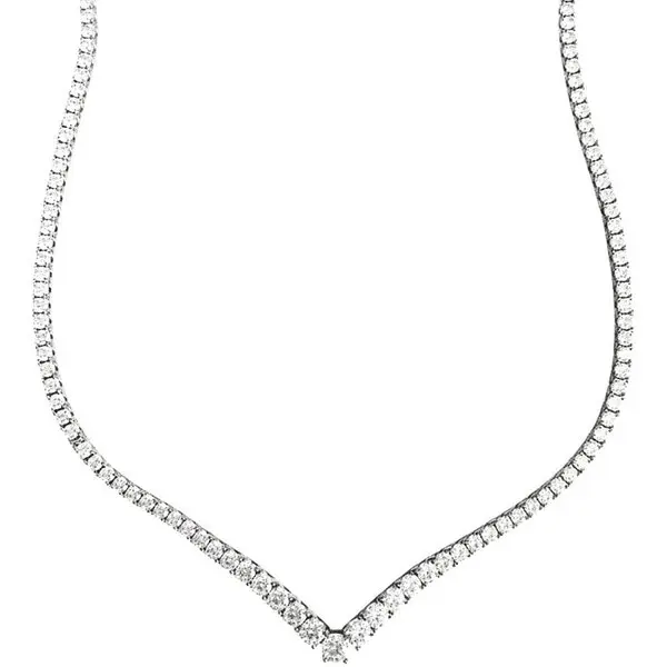 LENI JAMES Valentina Graduated V Tennis Necklace - Silver