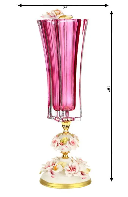 MARK ROBERTS Stately Rose Pedestal Vase
