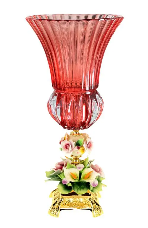 MARK ROBERTS Classic Pedestal Rose Vase - Ruby