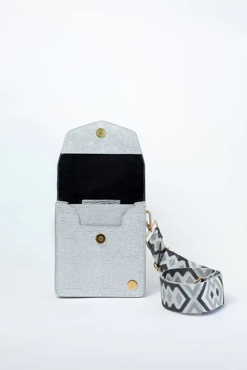 EVA INNOCENTI Patty Metallic Leather Crossbody Bag