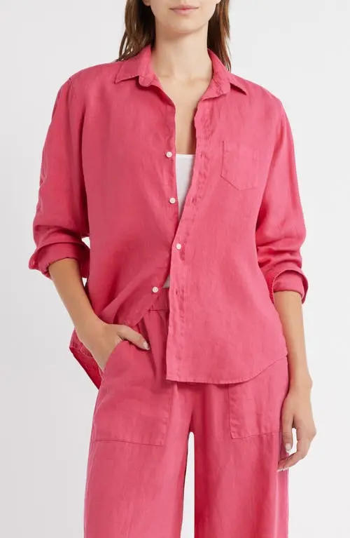 Frank & Eileen Relaxed Fit Linen Button-up Shirt - Raspberry