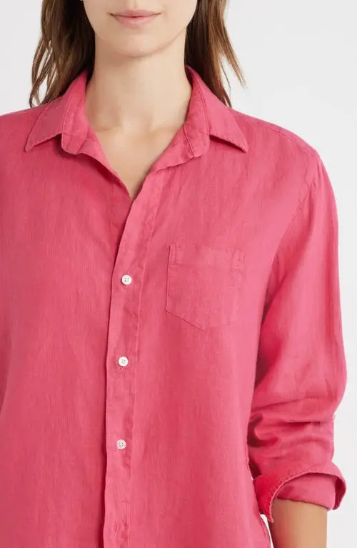 Frank & Eileen Relaxed Fit Linen Button-up Shirt - Raspberry