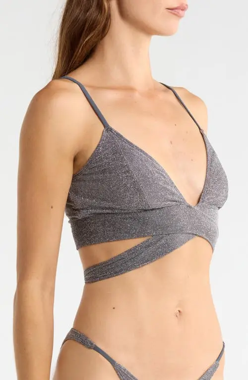 FREE-EST BY FREE PEOPLE Sydney Metallic Tie Front Bikini Top