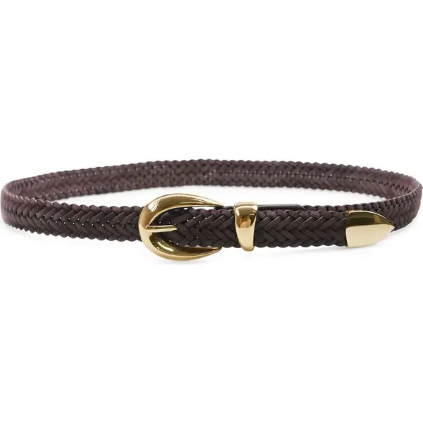 PETIT MOMENTS Marisa Braided Belt - Dark Brown Suede/gold