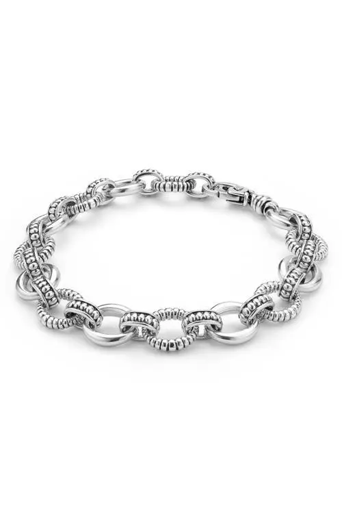 Lagos Sterling Fluted Oval Link Bracelet - Silver