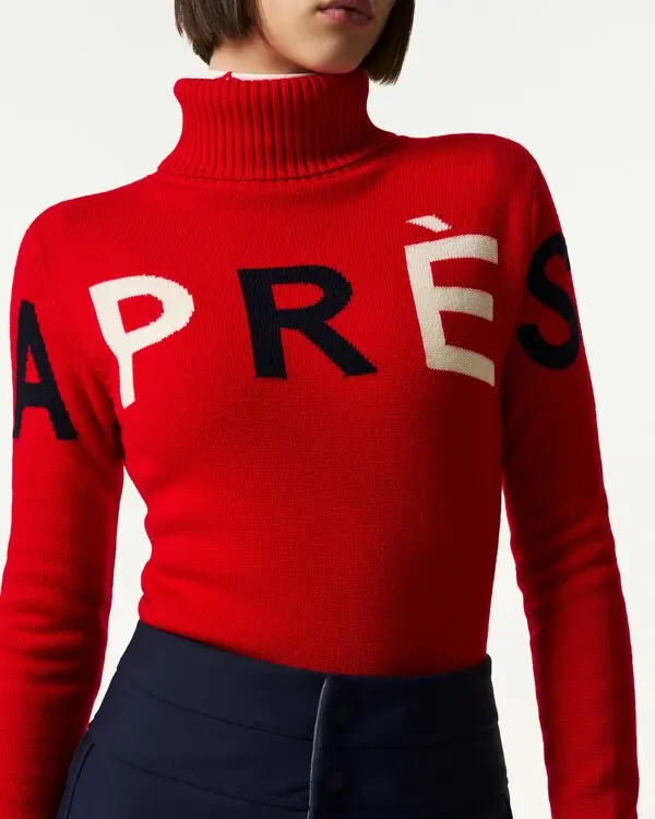 Perfect Moment Après Merino Wool Turtleneck Sweater - Red