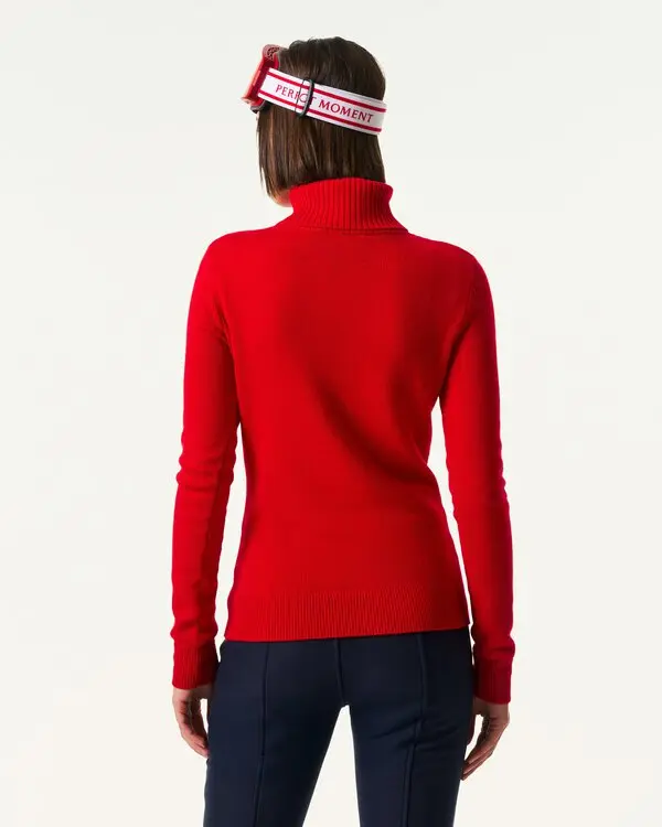 Perfect Moment Après Merino Wool Turtleneck Sweater - Red