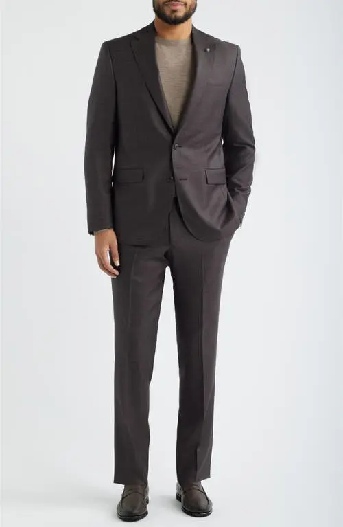 JACK VICTOR Esprit Contemporary Fit Mélange Super 130s Wool Suit - Brown