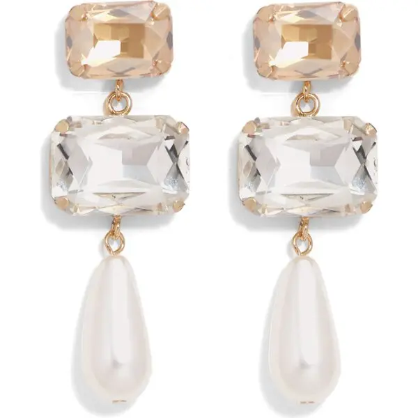 PETIT MOMENTS Alexis Faux Pearl Crystal Drop Earrings - Amber