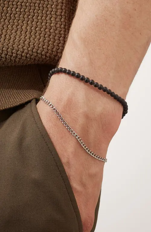 Estée Lauder Black Onyx Bead And Curb Chain Bracelet Set
