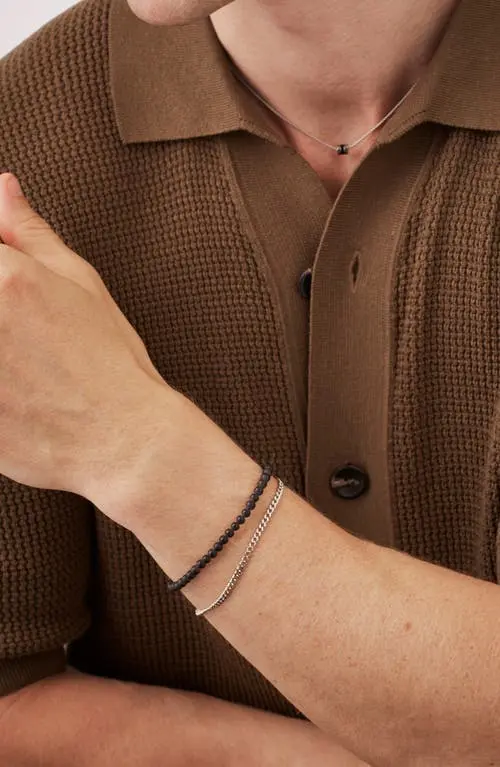 Estée Lauder Black Onyx Bead And Curb Chain Bracelet Set