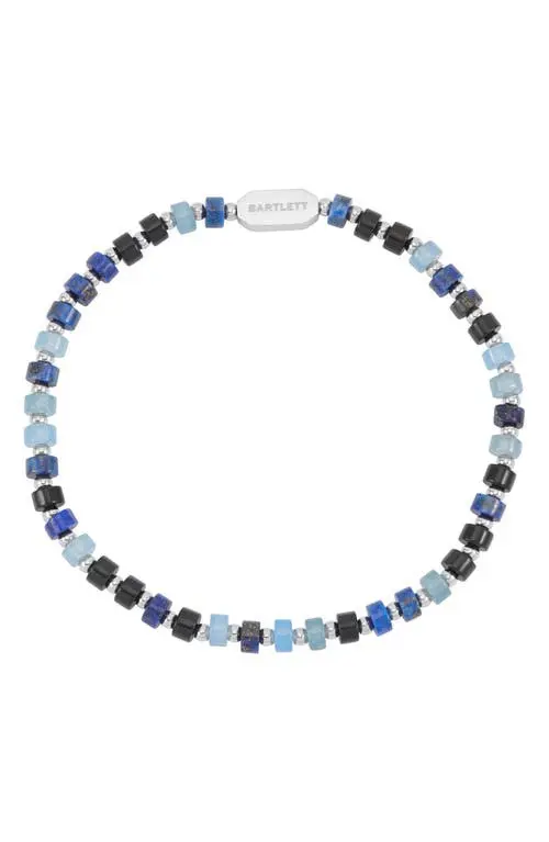 Estée Lauder Lapis Lazuli & Blue Lace Agate Beaded Bracelet - Silver