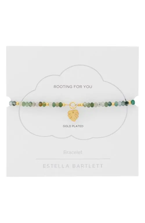 Estée Lauder Agate Bead Slide Bracelet With Monstera Charm