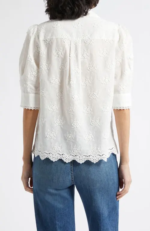 REISS Edwina Floral Embroidered Button-up Shirt
