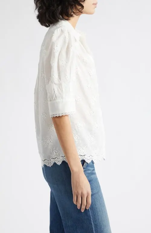 REISS Edwina Floral Embroidered Button-up Shirt