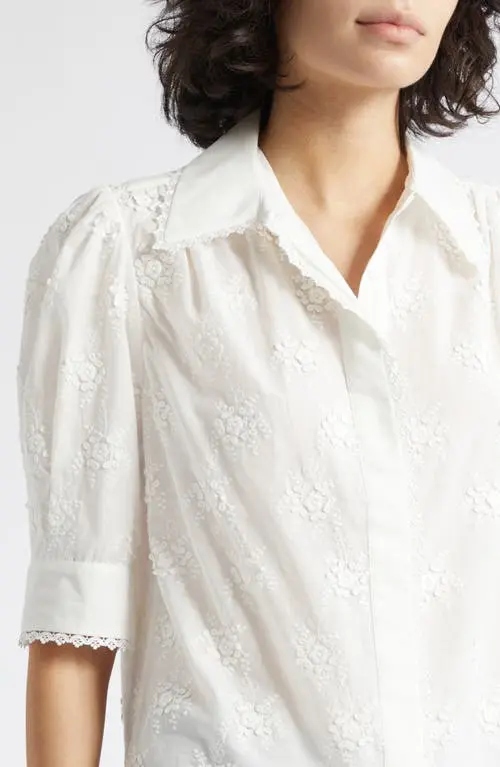 REISS Edwina Floral Embroidered Button-up Shirt