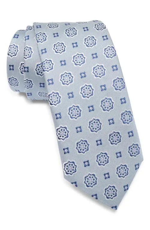 BOSS Medallion Silk Blend Tie - Open Grey