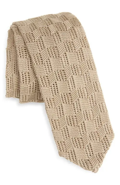 BOSS Cotton Knit Neck Tie - Beige