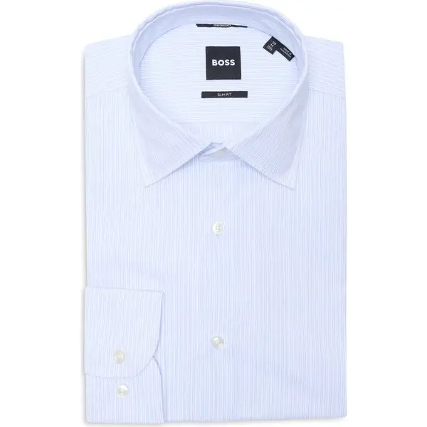 BOSS Hank Kent Slim Fit Stretch Performance Dress Shirt - Light/pastel Blue
