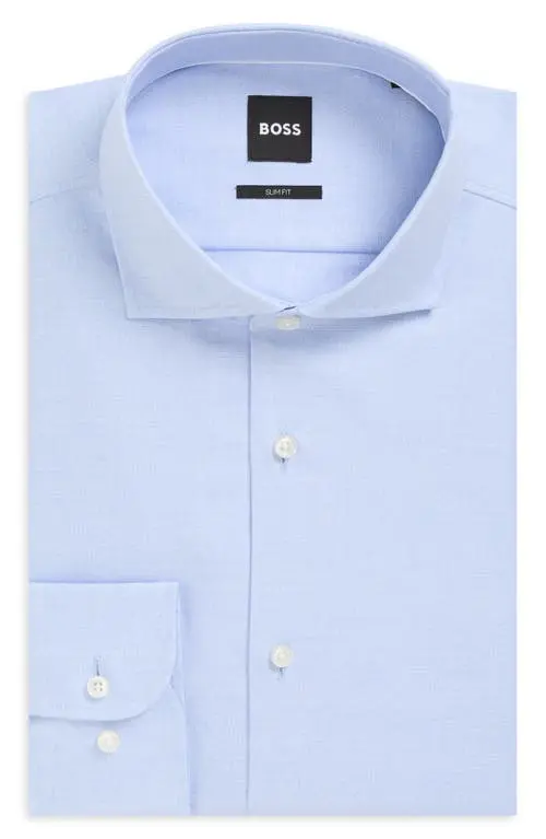 BOSS Hank Slim Fit Light Blue Cotton Dress Shirt - Light/pastel Blue