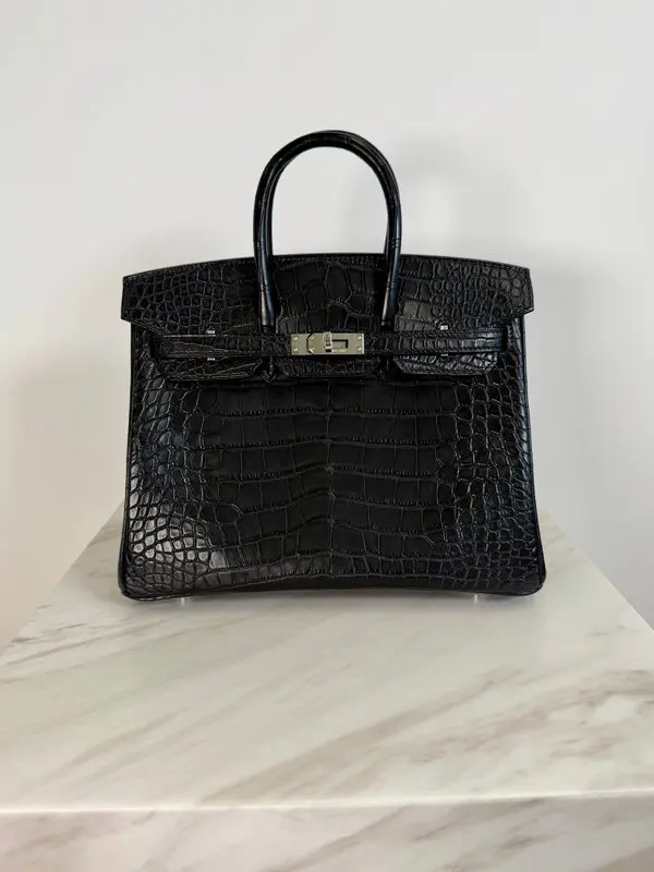 Hermès Birkin Matte Alligator With Palladium Hardware - Black