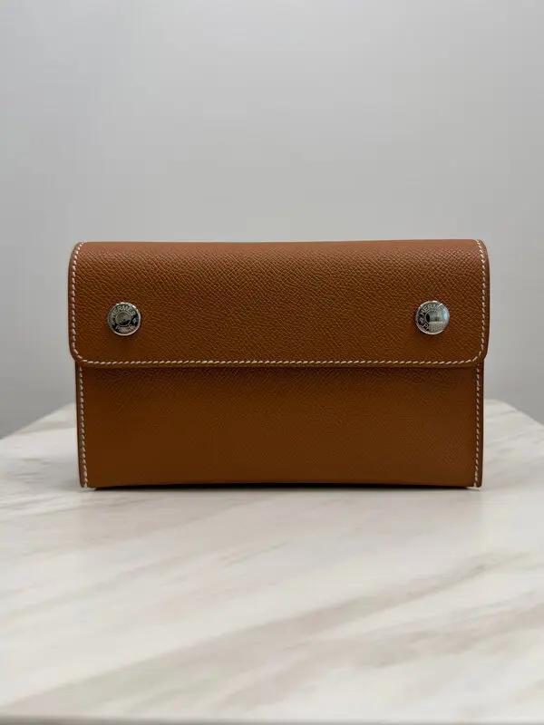 Hermès Pochette Hermesnap Wallet Gold Epsom Palladium Hardware