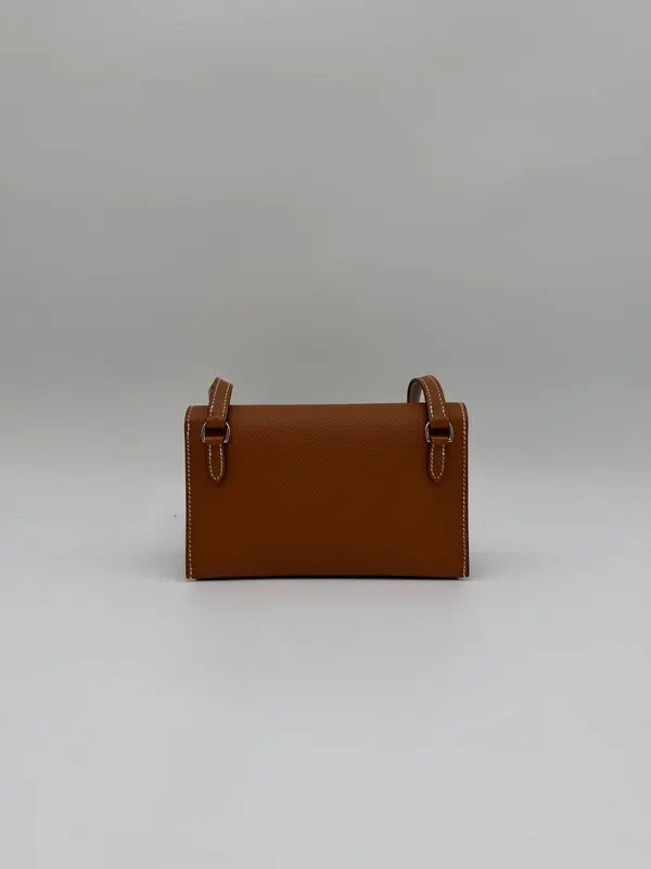 Hermès Pochette Hermesnap Wallet Gold Epsom Palladium Hardware